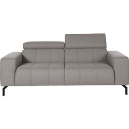 2-Sitzer DOMO collection "Cunelli zeitlos und elegant, moderne Sitzn&auml;hte als Designelement", braun (schlamm), B:208cm H:79cm T:104cm, Sofas, 2-Sitzer, wahlweise mit 6-fach verstellbaren Kopfteilen, fester Sitzkomfort