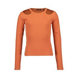 Langarmshirt Blue Seven, M&auml;dchen, Gr. 176, rot (karotte), Single Jersey, Obermaterial: 95% Baumwolle, 5% Elasthan, unifarben, regular fit h&uuml;ftlang, Rundhals, Shirts Langarmshirt, mit tollen Cut-Outs an den Schultern