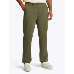 Chinohose Tommy Hilfiger "DENTON CHINO SATIN", Herren, Gr. 38, L&auml;nge 32, gr&uuml;n (army gr&uuml;n), Web, Obermaterial: 98% Baumwolle, 2% Elasthan, unifarben, gerade normal, Hosen Chinohose, mit Ges&auml;&szlig;taschen mit Knopf, Logostickerei