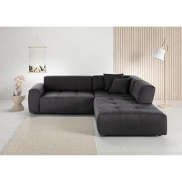 Ecksofa 3C CANDY "Yoshy Komfortsofa, bequem und modern, hochwertige Verarbeitungsdetails", grau, B:285cm H:74cm T:268cm, 100% Polyester, Sofas, Ecksofa, Zwei verschiedene Sitztiefen durch verstellbare R&uuml;ckenlehne, L-Form