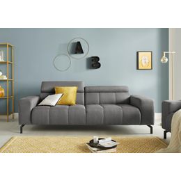 2,5-Sitzer DOMO collection "Cunelli zeitlos und elegant, moderne Sitzn&auml;hte als Designelement", grau, B:238cm H:79cm T:104cm, Sofas, 2 5-Sitzer, wahlweise mit 6-fach verstellbaren Kopfteilen, fester Sitzkomfort