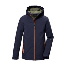 Softshelljacke Killtec "KOW 366 BYS SFTSHLL JCKT", Jungen, Gr. 176, blau (navy), Oberstoff: Oberseite: 100% Polyester, R&uuml;ckseite: 100% Polyester, Futter: 100% Polyester, Jacken Softshelljacke, Wasserabweisende Softshelljacke mit Fleece, Kapuze und Reflektoren