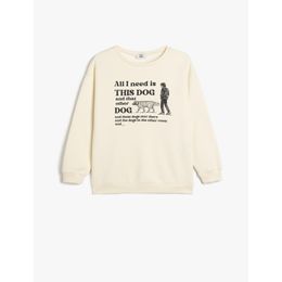 KOTON Sweatshirt Jungen Gr&ouml;&szlig;e 116/122 ecru / schwarz