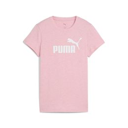 T-Shirt Puma "ESS NO. 1 LOGO HEATHER TEE", Damen, Gr. S, rosa (poised pink heather), Jersey, Obermaterial: 100% Baumwolle, bedruckt, regular fit normal, Rundhals, Shirts T-Shirt, regul&auml;re Passform, Kurzarmdesign, Rundhalsausschnitt