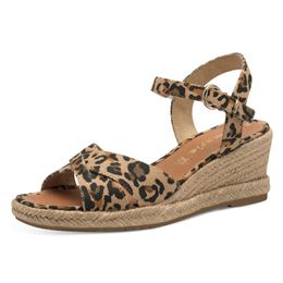 Keilsandalette Tamaris, Damen, Gr. 37, leodruck, Textil, Veloursleder, Schuhe Keilsandalette, Riemchensandale, Sommerschuh mit modischer Kreuzbandage