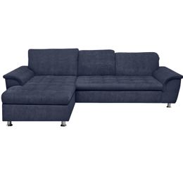 Ecksofa DOMO collection "Franzi Steppung im Sitzbereich B7T/H: 278/162/80 cm, L-Form", blau (marine), B:278cm H:80cm T:171cm, Flachgewebe (100% Polyester);Chenille (100% Polyester), Sofas, Ecksofa, wahlweise mit Bettfunktion, Bettkasten und Kopfteilverstellung