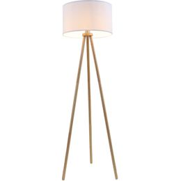 Briloner Leuchten Stehlampe "1379016 Floor", wei&szlig;, Leuchten, Holz Stativ, Stoffschirm, inkl. Kabelschalter, exkl. 1x E27 max. 60 W, Stehlampe