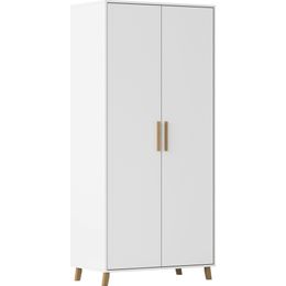Dreht&uuml;renschrank Rauch "Kleiderschrank Schrank Garderobe SHINJO Breiten 93/140/187 cm", alpinwei&szlig;, B:93cm H:203cm T:53cm, Holzwerkstoff, Schr&auml;nke, Dreht&uuml;renschrank, Griffe und F&uuml;&szlig;e aus Massivholz, viel Stauraum MADE IN GERMANY