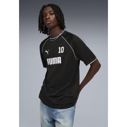 T-Shirt Puma "SPORT PINNACLE FOOTBALL JERSEY", Herren, Gr. S, Puma schwarz, Piqu&eacute;, Obermaterial: 100% Polyester, bedruckt, relaxed fit normal, Rundhals, Shirts T-Shirt, atmungsaktives Material, mit DryCELL-Technologie