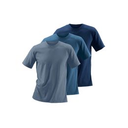 H.I.S. T-Shirt H.I.S "Unterziehshirt", Herren, Gr. 10/4XL, blau (dunkelblau, mittelblau, graublau), Single Jersey, Obermaterial: 100% Baumwolle, unifarben, Basic, regular fit normal, Rundhals, abgesteppte Kante, Shirts T-Shirt, unifarben, Rundhalsausschnitt, aus Baumwolle, Topseller