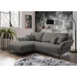 Ecksofa Home Affaire "Amarena L-Form", grau (anthrazit), B:286cm H:96cm T:178cm, 100% Polyester, Sofas, Ecksofa, inklusive Armlehnenverstellfunktion, 4x Zierkissen gratis