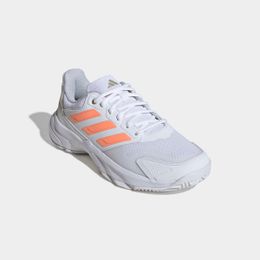 Tennisschuh adidas Performance "COURTJAM CONTROL 3", Damen, Gr. 41, cloud wei&szlig;, beam orange, crystal wei&szlig;, Synthetik, Textil, Schuhe Tennisschuh, f&uuml;r Hartcourt, All-Court