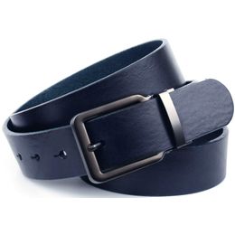 Lederg&uuml;rtel Anthoni Crown, Herren, Gr. 95, blau, Leder, unifarben, G&uuml;rtel Lederg&uuml;rtel, 3,5 cm breiter Casual-Volllederg&uuml;rtel