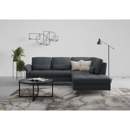 Ecksofa Home Affaire "Palm Beach L-Form", grau (dunkelgrau), B:259cm H:89cm T:224cm, 98%Polyester, 2%Polyamid, Sofas, Ecksofa, Federkern, mit Sitztiefenverstellung, wahlweise mit Bettfunktion