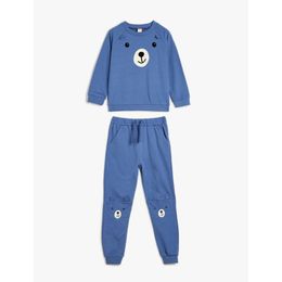 KOTON Jogginganzug Jungen Gr&ouml;&szlig;e 92/98 blau / schwarz / wei&szlig;