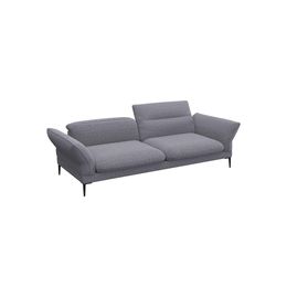 3-Sitzer FLEXLUX "Salino, Funktionssofa, Relaxsofa", grau (steel), B:248cm H:88cm T:105cm, 100% Polyester, Sofas, 3-Sitzer, Sofa mit Arm- und Kopfteil-Verstellungen, Kaltschaum & Stahl-Wellen