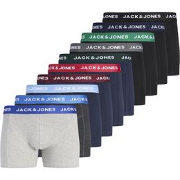 Jack & Jones Boxershorts JACK & JONES "JACFLOWER Microfiber mit Logobund, Blumenprint und Stretchkomfort", Herren, Gr. XL, 10 Stk., schwarz pack:schwarz, navy blazer, navy blazer, dgm, lgm, navy blazer, navy blazer, schwarz, schwarz, Jersey, Obermaterial: 95% Baumwolle, 5% Elasthan, unifarben mit Farbeinsatz, k&ouml;rpernah, Unterhosen Boxershorts, eng anliegend, Microfaser, schnelltrocknend