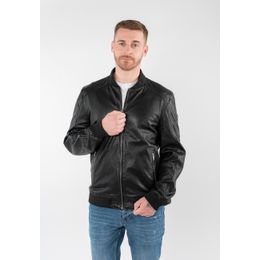 Lederjacke Mauritius "MMTorino", Herren, Gr. XXL (54), schwarz, Obermaterial: 100% Schafsleder. Futter: 100% Polyester. &Auml;rmelfutter: 100% Polyester, unifarben, regular fit h&uuml;ftbedeckend, Rippb&uuml;ndchen, Jacken Lederjacke, im Bomberjacken-Stil mit geripptem Kragen
