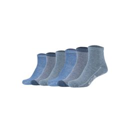 Kurzsocken Mustang "Socken Casual Organic Cotton Quarter 6-Pack 6er Pack", Damen, Gr. 39-42, blau (stone mix), Obermaterial: 55% Baumwolle CO. 41% Polyester PES. 2% Polyamid PA. 2% Elasthan EL., Socken Kurzsocken