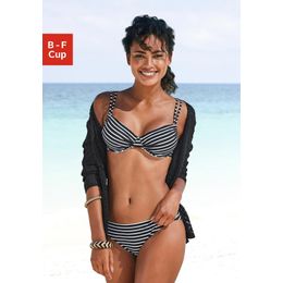 B&uuml;gel-Bikini-Top s.Oliver "Hill", Damen, Gr. 36, Cup D, schwarz-wei&szlig; (schwarz, wei&szlig;, gestreift), Microfaser, Polyamid, Bikini-Oberteile B&uuml;gel-Bikini-Top, mit Doppeltr&auml;ger