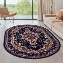 Teppich OTTO HOME "Oriental, Made in Belgium" Gr. 41, blau, B:160cm H:7mm L:230cm, Jute, Kunstfaser, Teppiche, Teppich, Orient-Optik, mit Bord&uuml;re, Kurzflor, pflegeleicht, elegant