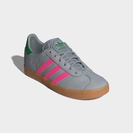 Sneaker adidas originals "GAZELLE", M&auml;dchen, Gr. 38,5, halo silber, lucid pink, gr&uuml;n, Leder, Synthetik, Schuhe Sneaker, f&uuml;r Kinder und Jugendliche