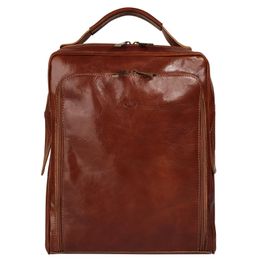 Pike Cityrucksack PIK&Eacute;, Damen, Gr. B/H/T: 27cm x 36cm x 7cm, onesize, braun (cognac), Leder, Rindsleder, Rucks&auml;cke Cityrucksack, echt Leder, Made in Italy