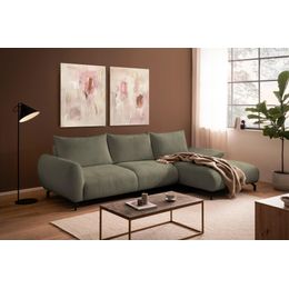 Ecksofa OTTO HOME "KELLIE, L-Form, 315 cm, verstellbare Armlehne, Metallf&uuml;&szlig;e", gr&uuml;n, B:315cm H:93cm T:169cm, Sofas, Ecksofa, wahlweise Recamiere links o. rechts, Chenille-Stoff, hoher Sitzkomfort