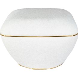 Sitzhocker Kayoom "Hocker Contessa 125, vielseitig einsetzbarer Allrounder, elegante Form", gold (wei&szlig;, gold), B:60cm H:42,5cm T:60cm, Bezug: 50% Baumwolle 50% Acryl / Korpus: Pappelholz, Hocker, Sitzhocker, komfortabel, hochqualitativ, pflegeleicht, elegante Form