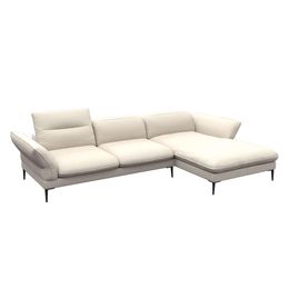 Ecksofa FLEXLUX "Salino, Funktionssofa mit Recamiere, Relaxsofa, Ecksofa", wei&szlig; (warm wei&szlig;), B:307cm H:88cm T:182cm, Sofas, Ecksofa, Sofa mit Arm- und Kopfteil-Verstellungen, Kaltschaum & Stahl-Wellen