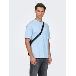 Only & Sons Rundhalsshirt ONLY & SONS "ONSFRED RLX SS TEE", Herren, Gr. S, cerulean, Single Jersey, Obermaterial: 100% Baumwolle, unifarben, relaxed fit normal, Rundhals, Shirts Rundhalsshirt, Baumwolle, relaxed fit