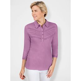 Poloshirt CLASSIC "Shirt", Damen, Gr. 52, lila (orchidee), 50% Baumwolle, 50% Modal, unifarben, Shirts Poloshirt