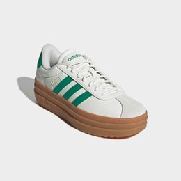 Plateausneaker adidas Sportswear "VL COURT BOLD", Damen, Gr. 42, core wei&szlig;, court gr&uuml;n, gold metallic, Leder, Synthetik, Schuhe Plateausneaker, inspiriert vom Design des adidas gazelle bold