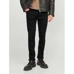 Jack & Jones Slim-fit-Jeans JACK & JONES "JJIGLENN Slim-Fit mit Stretch und praktischer 5-Pocket-Form", Herren, Gr. 34, L&auml;nge 34, schwarz (schwarz denim), Denim/Jeans, Obermaterial: 70% Baumwolle, 28% Polyester, 2% Elasthan, Abriebeffekte, slim fit kn&ouml;chellang, Jeans Slim-fit-Jeans, Baumwollmischung, slim fit, Topseller