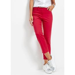 Stretch-Hose bonprix, Damen, Gr. 48, N-Gr, granatrot, Web, Obermaterial: 97% Baumwolle, 3% Elasthan, festlich, slim fit, Hosen Stretch-Hose, 7/8-L&auml;nge, schmale Passform, aus &uuml;berwiegend Baumwolle