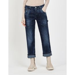 Straight-Jeans Gang "94THELMA WORKER", Damen, Gr. 26, N-Gr, blau (dunkelblau used), Denim/Jeans, Obermaterial: 90% Baumwolle, 8% Polyester, 2% Elasthan, straight fit, Jeans Straight-Jeans, mit aufgesetzten Taschen und typischen Workerdetails