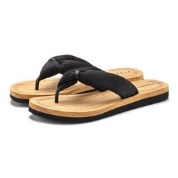 Badezehentrenner ELBSAND "Sandale, Badelatsche, Flip Flop, Mule, Pantolette, Badeschuh", M&auml;dchen, Gr. 42, schwarz, Obermaterial: 100% Textilmaterial. Decksohle: 100% Synthetik. Futter: 100% Textilmaterial. Laufsohle: 100% Synthetik, kontrastfarbene Details, Schuhe Badezehentrenner, Zehentrenner mit wasserabweisender und ultraleichter Sohle VEGAN