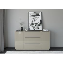 Sideboard "Reno", taupe matt lack, glas taupe glanz, B:182cm H:102cm T:42cm, Glas, Holzwerkstoff, SET ONE BY Musterring, Sideboards, Sideboard, Mit Sockel in diversen Farben, 102 cm H&ouml;he & Farbauswahl