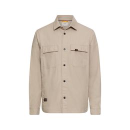 Langarmhemd Camel Active, Herren, Gr. M, N-Gr, light beige, Web, Obermaterial: 100% Baumwolle, unifarben, normal h&uuml;ftbedeckend, Rundhals, 1-Knopf-Manschette, Hemden Langarmhemd, Overshirt mit Druckkn&ouml;pfen