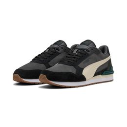 Sneaker Puma "ST RUNNER V4 SD", Herren, Gr. 40, schwarz (dusky gray, alpine snow, Puma schwarz), Leder, Schuhe Sneaker, mit Retro-Style, Obermaterial aus Leder, SOFTFOAM+ Einlegesohle