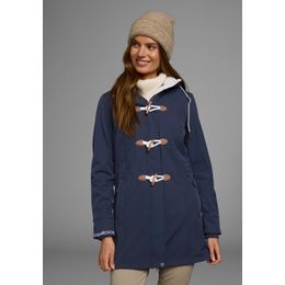 Softshelljacke Kangaroos, Damen, Gr. 40, blau (marine), Softshell, Fellimitat: 100% Polyester. Obermaterial: 96% Polyester, 4% Elasthan. Futter: 100% Polyester, unifarben, figurumspielend Po-bedeckend, Windstopperb&uuml;ndchen, Jacken Softshelljacke, figurbetonte Passform, normaler Schnitt, mit abnehmbarer Kapuze