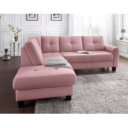 Sit & More Ecksofa SIT & MORE "Varese L-Form", rosa (altrosa), B:240cm H:91cm T:214cm, Luxus-Microfaser (100% Polyester)IStruktur fein (100% Polyester)IFlachgewebe (95% Polyester, 5% Polyamid), Sofas, Ecksofa, mit Federkern, wahlweise mit Bettfunktion und Stauraum