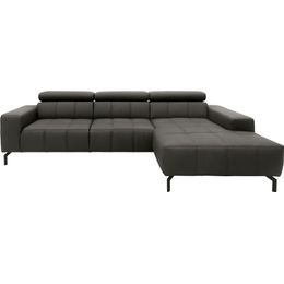 Ecksofa DOMO collection "Cunelli tolle Sitzn&auml;hte als Designelement, fester Sitzkomfort, L-Form", braun (dunkelbraun), B:292cm H:79cm T:175cm, Lederlook;100% Polyurethan, Sofas, Ecksofa, wahlweise mit 6-fach verstellbarer Kopfteilverstellung, bodenfrei