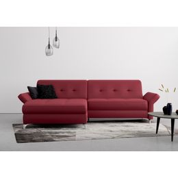 Ecksofa Home Affaire "Maredo L-Form", rot (bordeaux), B:284cm H:89cm T:179cm, 100% Polyester, Sofas, Ecksofa, Federkern, wahlweise auch mit Kopfteil- und Armlehnverstellung