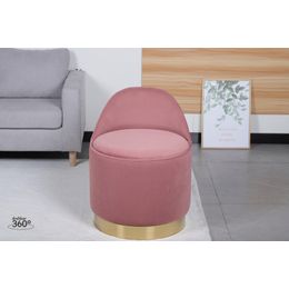 Sessel Kayoom "Drehhocker Viktor 125,Drehhocker in modernem Design,Stauraum im Innere", rosa (altrosa), B:52cm H:68cm T:52cm, Korpus: MDF / Bezug: 100% Polyester / Sockel: Edelstahl, Sessel, Sessel, drehbarer Sockel, mit Stauraum, komfortable R&uuml;ckenst&uuml;tze
