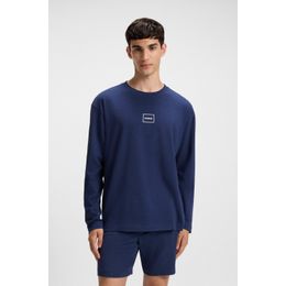 Langarmshirt HUGO UNDERWEAR "T-Shirt Laze Longsleeve", Herren, Gr. L (52), blau (dunkelblau), Single Jersey, Obermaterial: 95% Baumwolle, 5% Elasthan, regular fit, Rundhals, eingesetzt normaler Saum, Shirts Langarmshirt, mit Rundhalsausschnitt