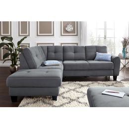 Sit & More Ecksofa SIT & MORE "Varese L-Form", grau (dunkelgrau), B:240cm H:91cm T:214cm, Luxus-Microfaser (100% Polyester)IStruktur fein (100% Polyester)IFlachgewebe (95% Polyester, 5% Polyamid), Sofas, Ecksofa, mit Federkern, wahlweise mit Bettfunktion und Stauraum
