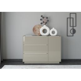 Sideboard "Reno", taupe matt lack, glas taupe glanz, B:137cm H:102cm T:42cm, Glas, Holzwerkstoff, SET ONE BY Musterring, Sideboards, Sideboard, Mit Sockel in diversen Farben, 102 cm H&ouml;he & Farbauswahl