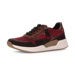 Keilsneaker ROLLINGSOFT, Damen, Gr. 38, rot (bordeaux kombiniert), Glattleder, Veloursleder, Schuhe Keilsneaker, Schn&uuml;rschuh, Halbschuh, Freizeitschuh mit seitlichem Rei&szlig;verschluss