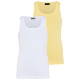 T-Shirt Bruno Banani "2er Pack Tank Tops, modische Basics f&uuml;r M&auml;dchen", M&auml;dchen, Gr. 176/182, gelb, wei&szlig;, Single Jersey, Obermaterial: 95% Baumwolle, 5% Elasthan, unifarben, Basic, Rundhals, Shirts T-Shirt, ohne &Auml;rmel, Basic Passform, unifarben, aus Baumwolle und Elasthan